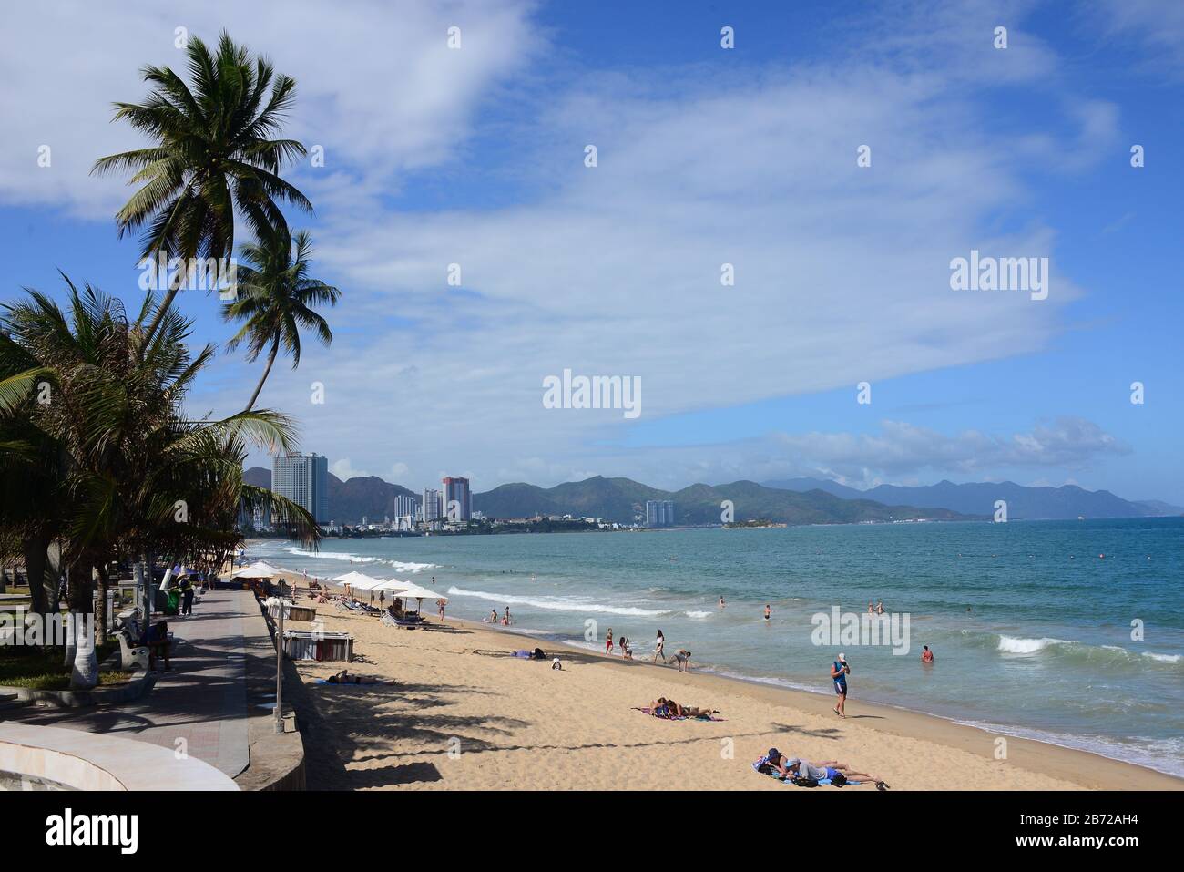 NHA TRANG, VIETNAM – 29 FEBRUARY 2020 : Nha Trang beaches are spread ...
