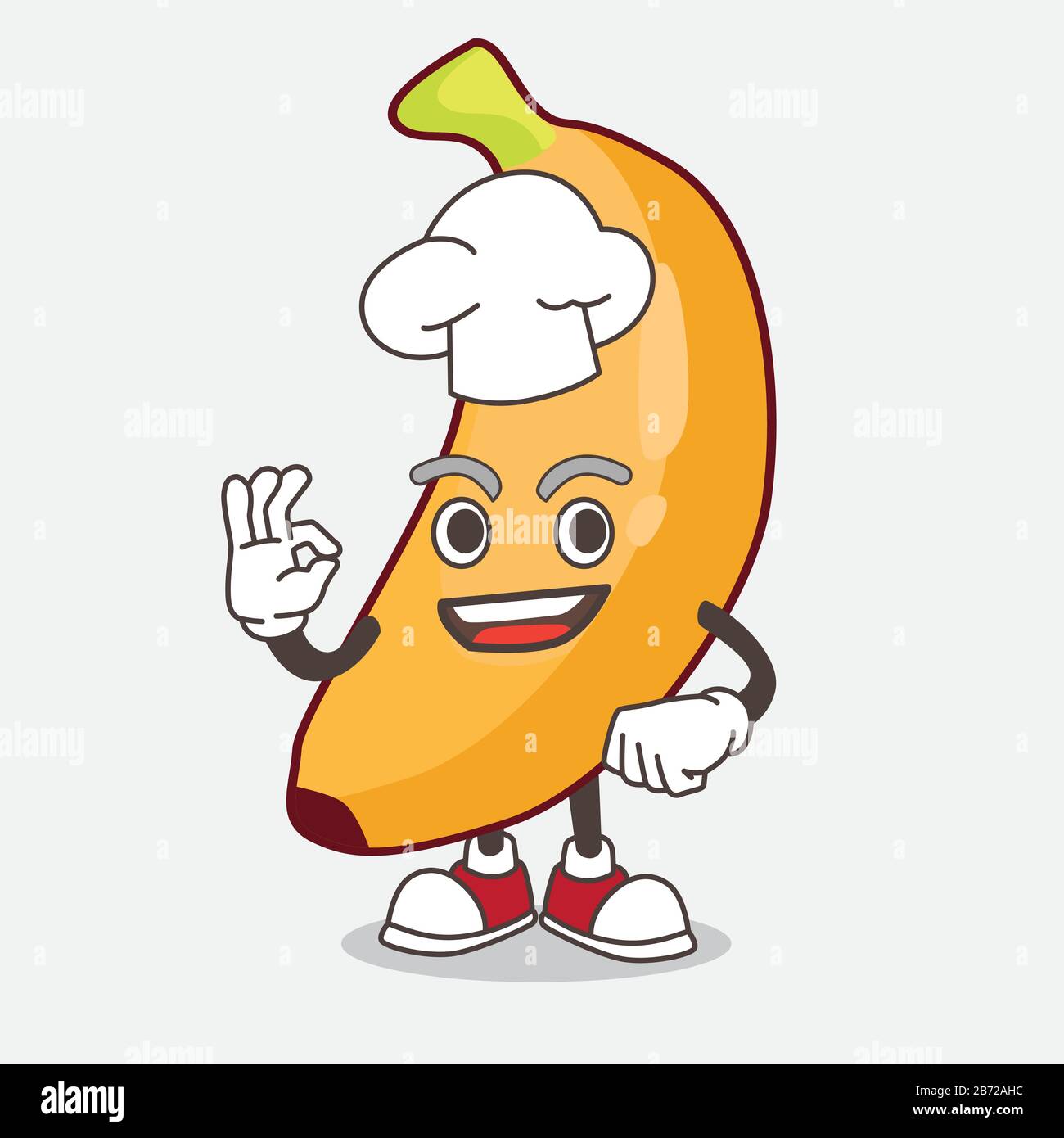 An illustration of Banana Fruit cartoon mascot character vector isolated with face, hand and ...