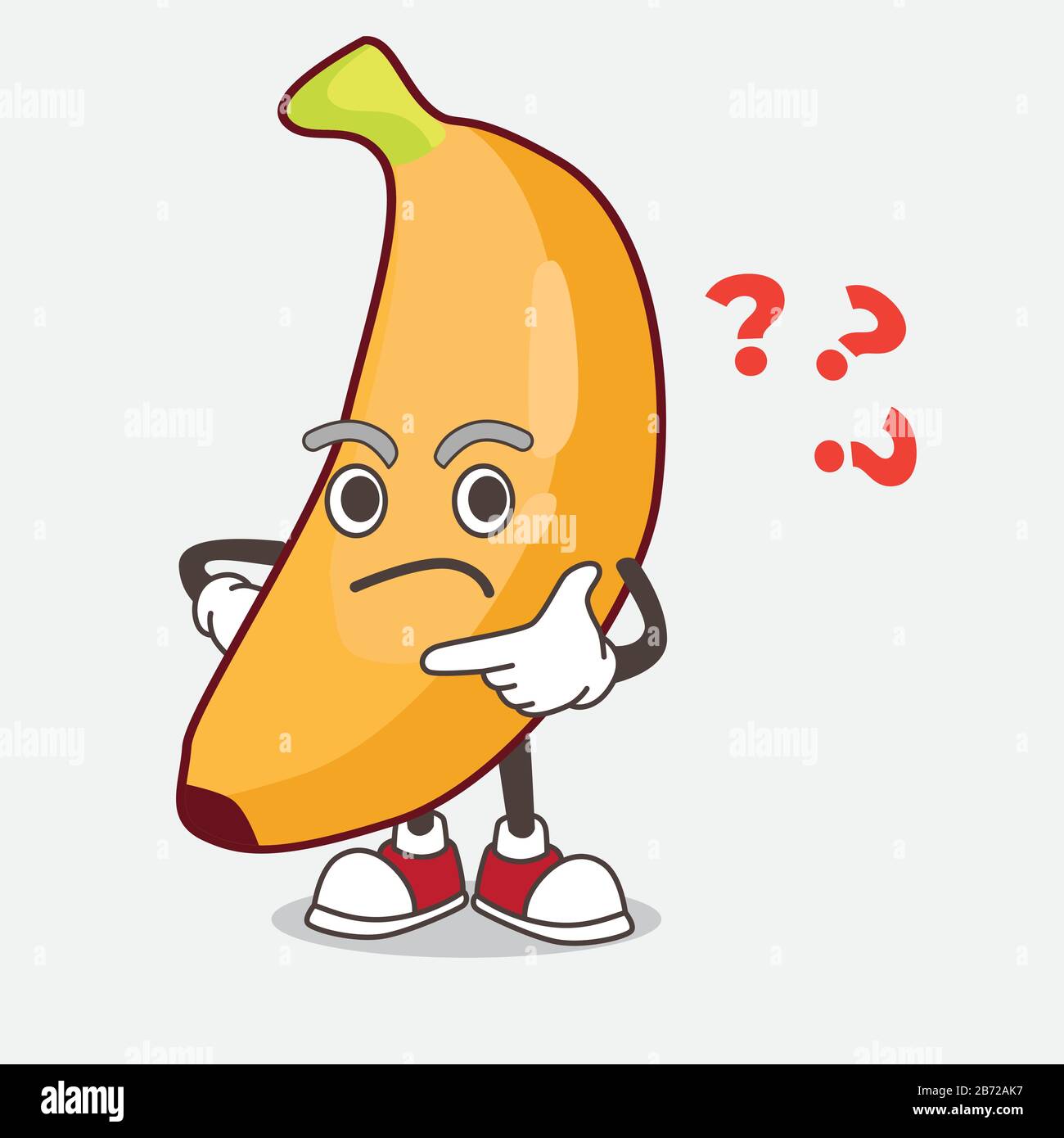 An illustration of Banana Fruit cartoon mascot character vector isolated with face, hand and ...