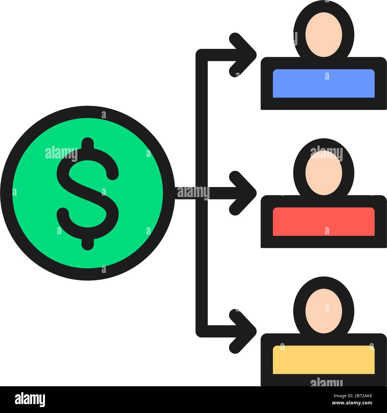 Income distribution, dividend payment, salary, money coin with people ...