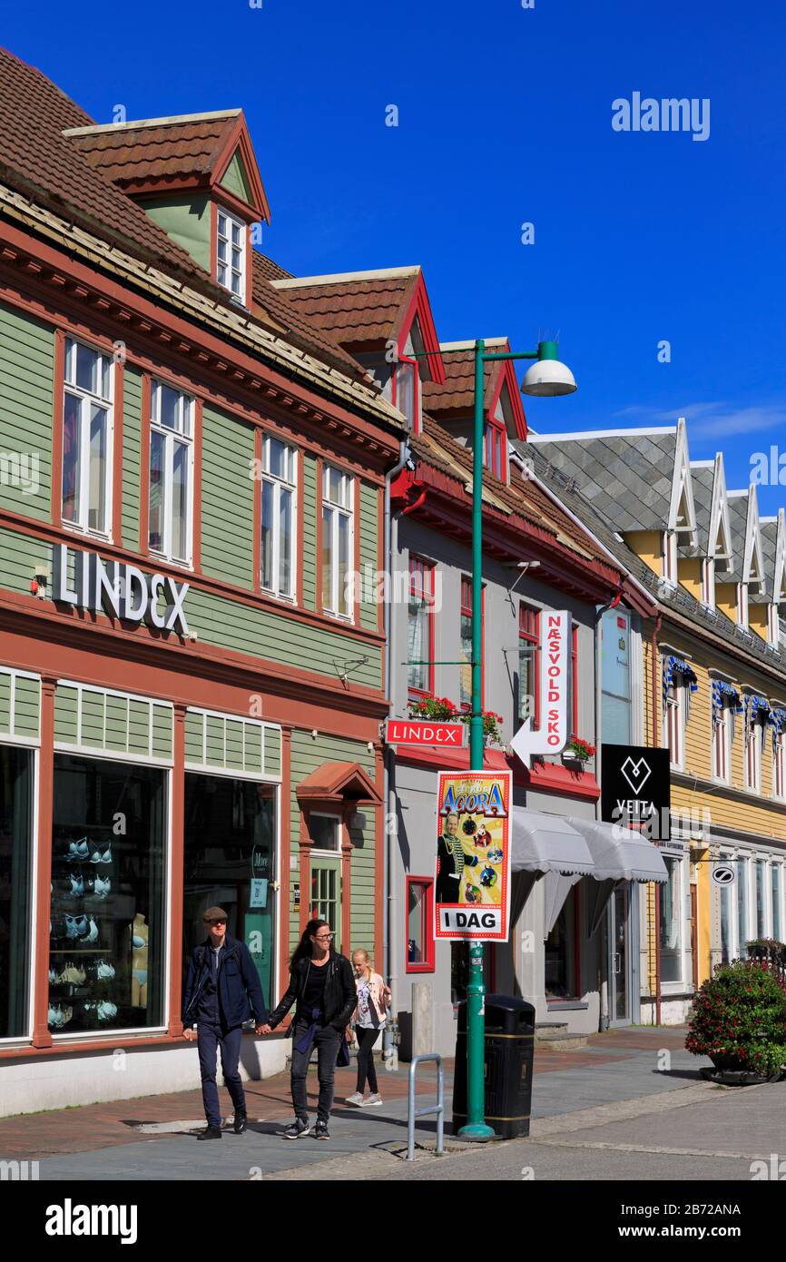 Stores on Storgata Street, Tromso City, Tromsoya Island, Troms County ...