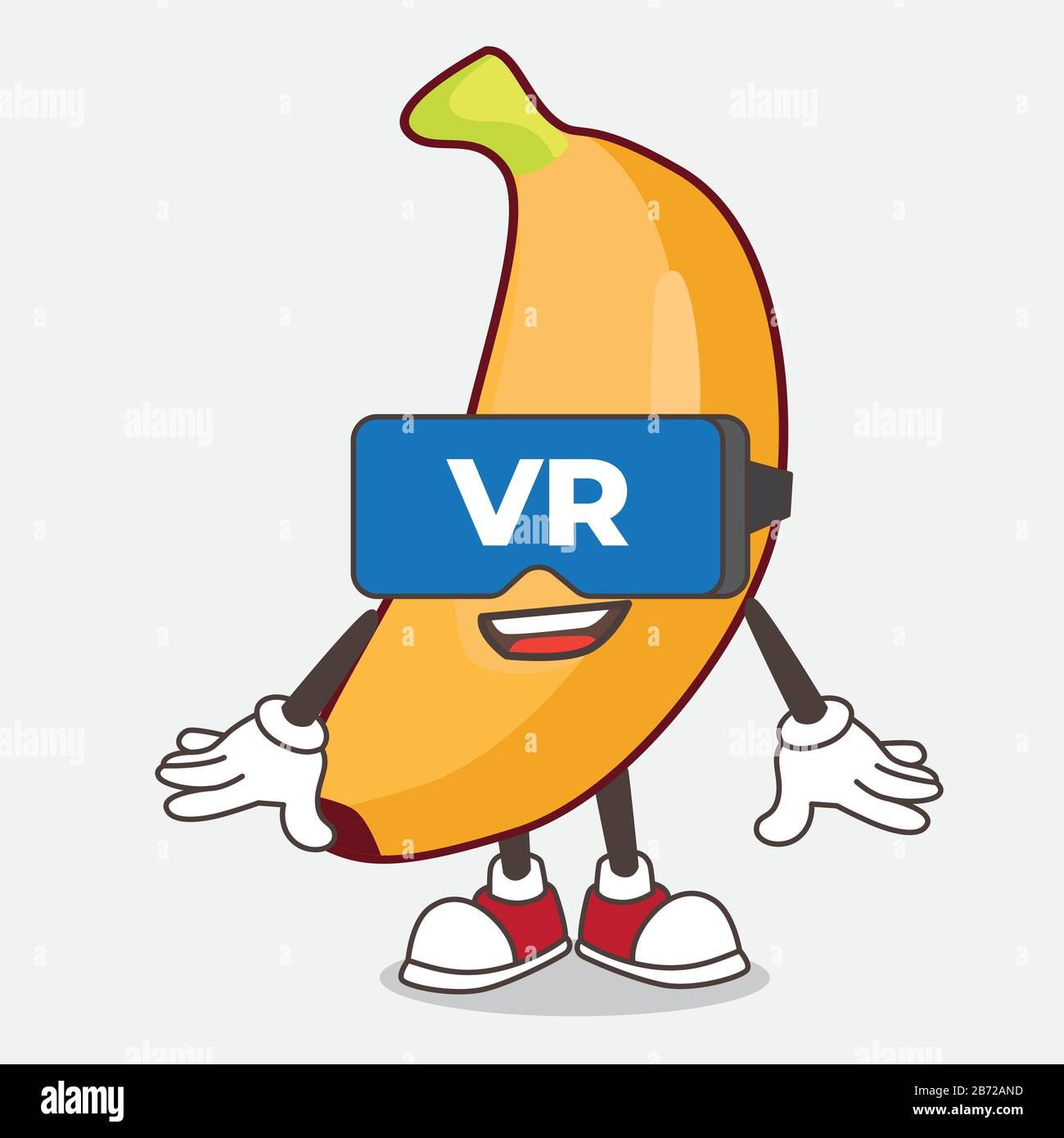 An illustration of Banana Fruit cartoon mascot character vector isolated with face, hand and ...