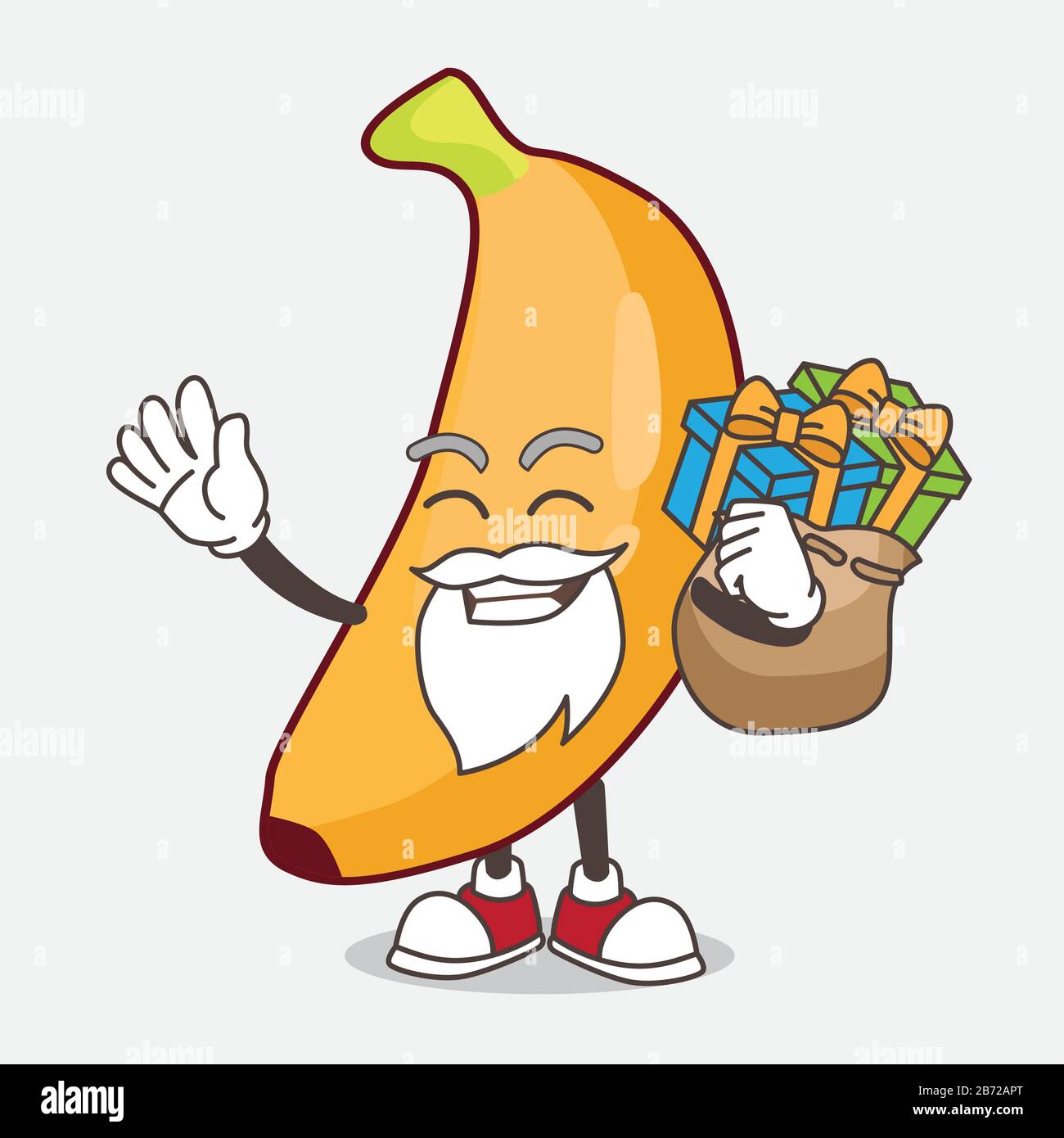 An illustration of Banana Fruit cartoon mascot character vector isolated with face, hand and ...