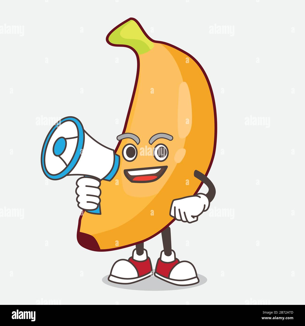 An illustration of Banana Fruit cartoon mascot character vector isolated with face, hand and ...