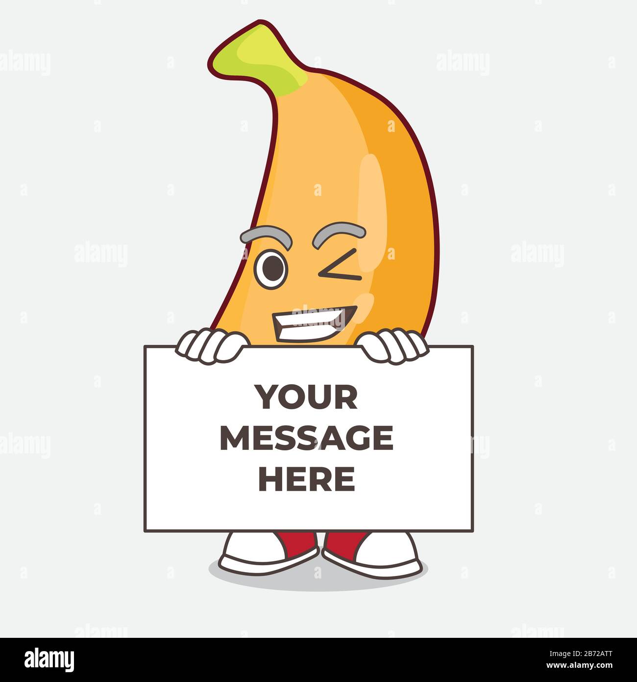 An illustration of Banana Fruit cartoon mascot character vector isolated with face, hand and ...