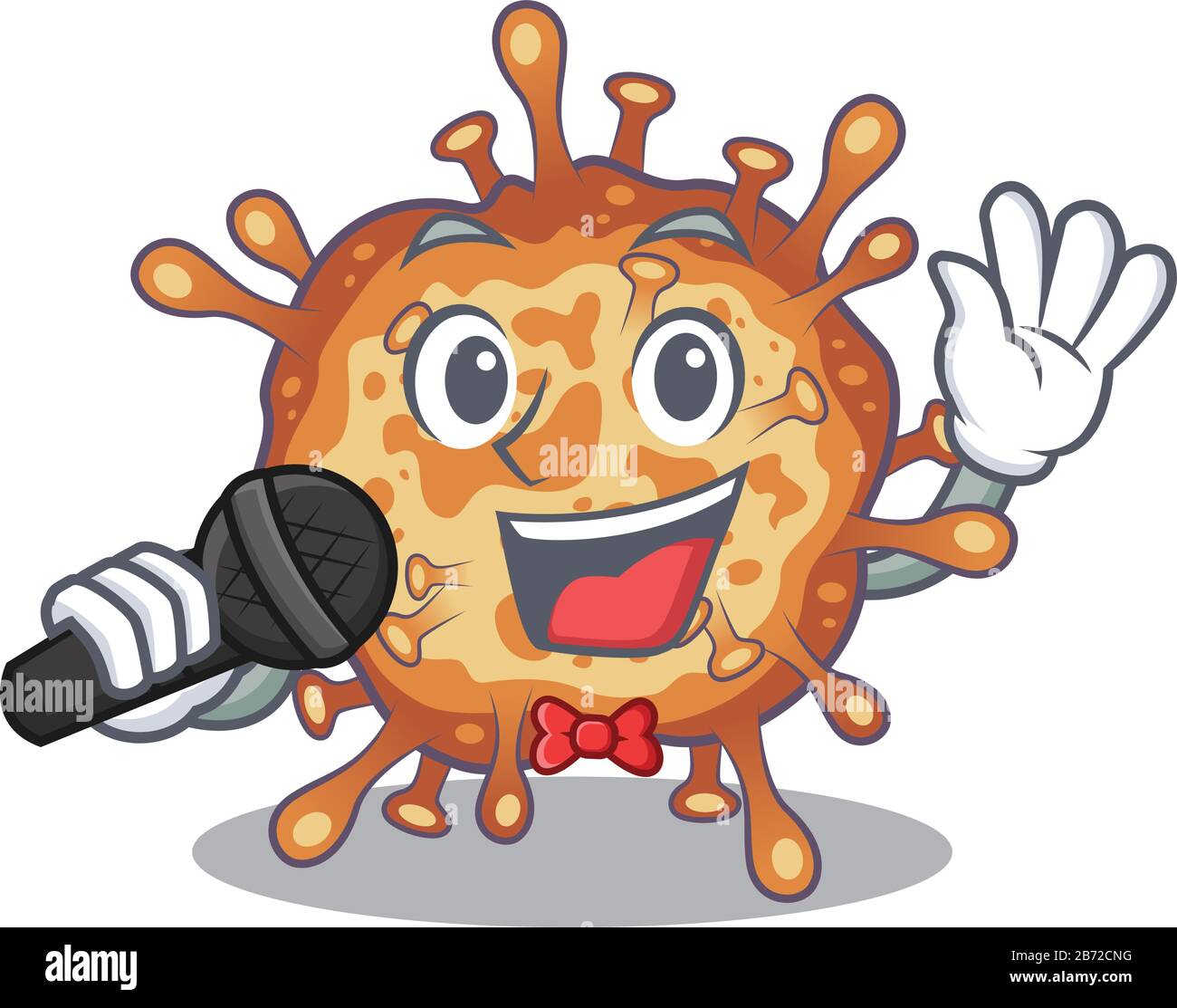 Cute retro virus corona sings a song with a microphone Stock Vector ...