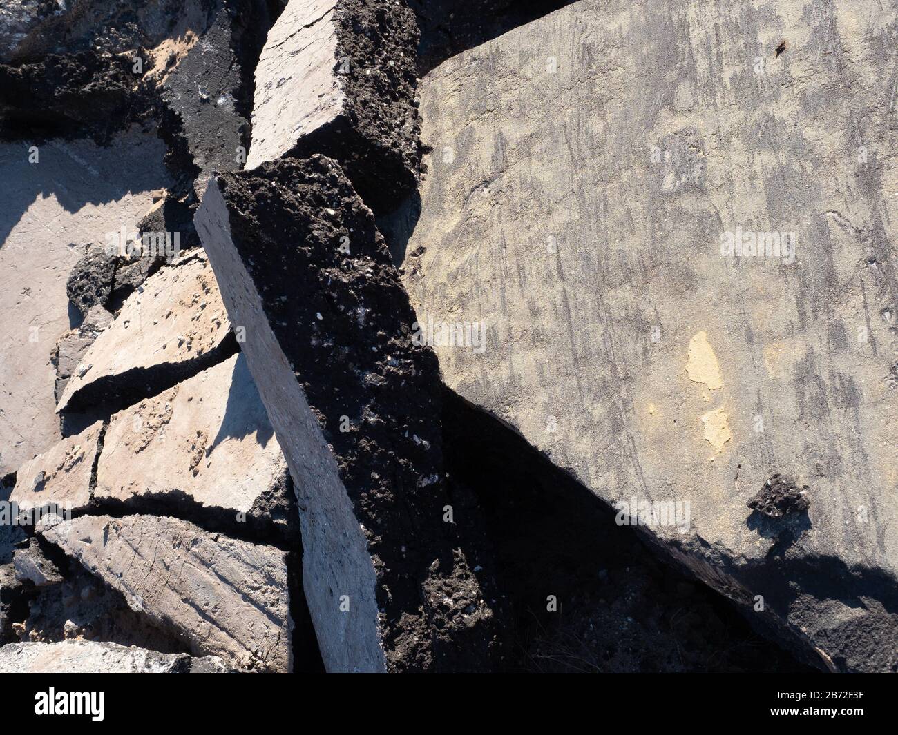 Huge Sections of Road Pavement, Demolished Road Rubble, Asphalt Debris ...