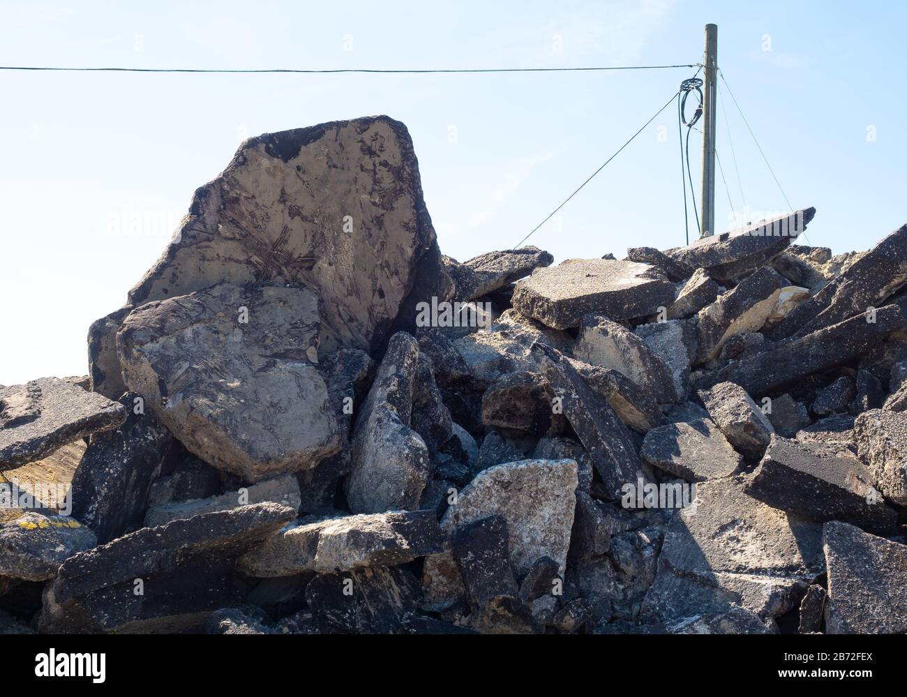 Huge Pile of Road Rubble, Road Demolition Debris, huge sections of ...