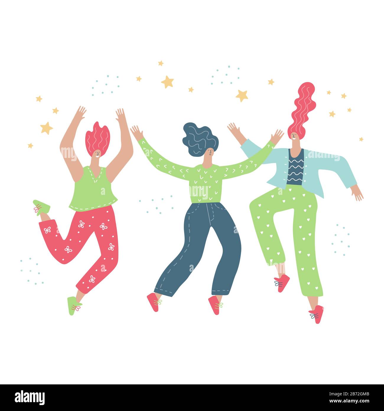 girls in costumes dance at the party vector illustration Stock Vector ...
