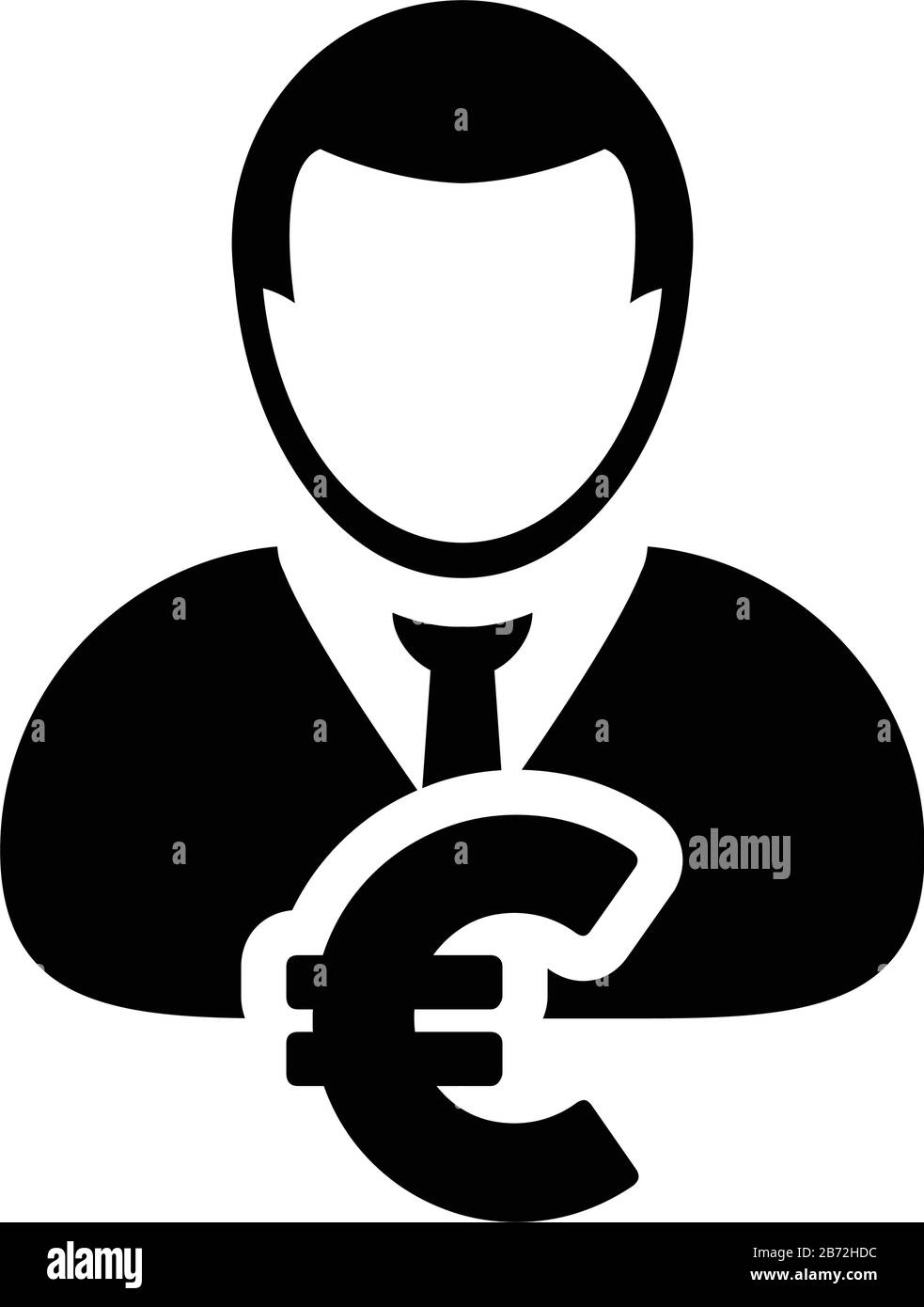 Money icon vector male user person profile avatar with Euro sign ...