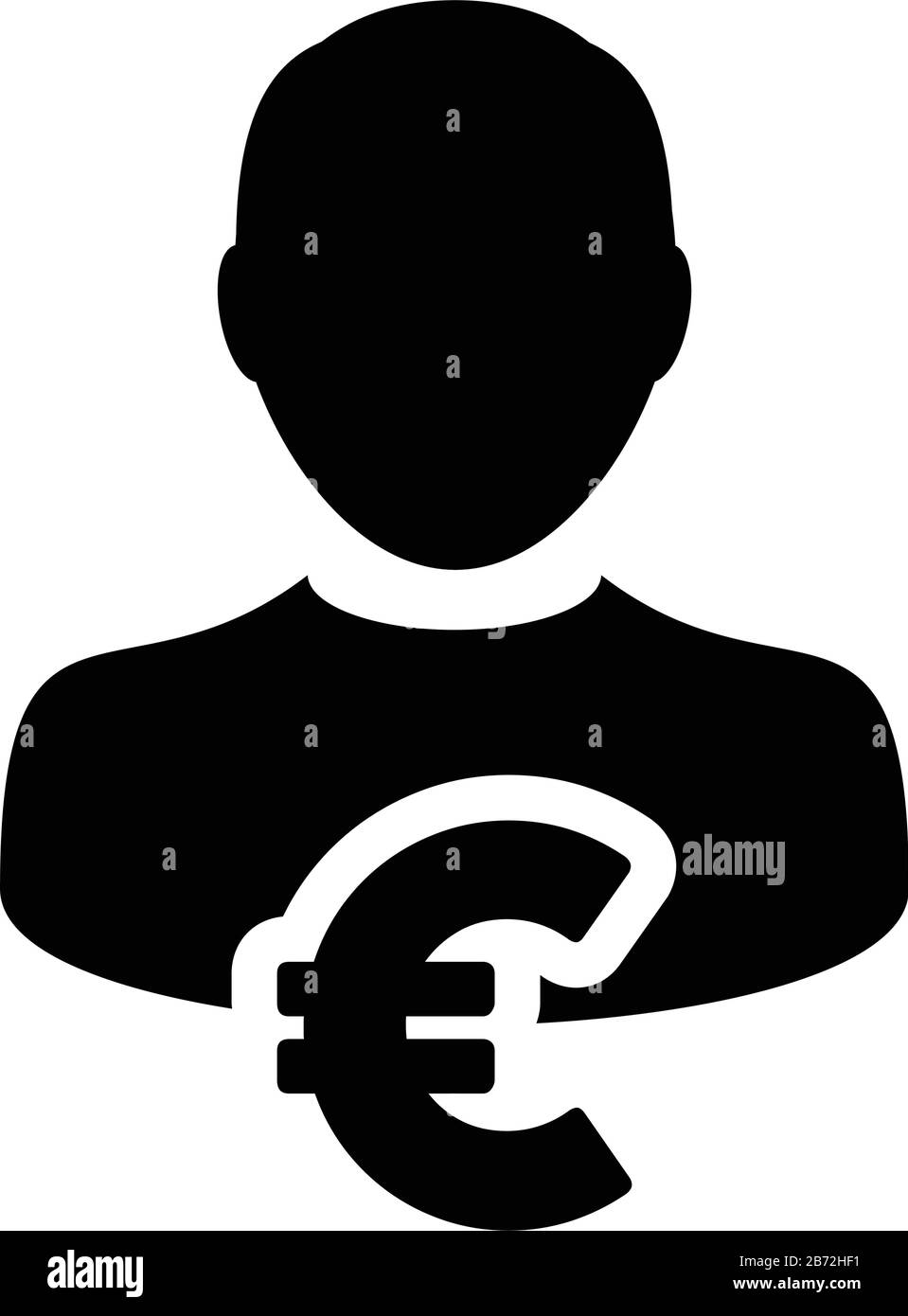 Sponsor icon vector male user person profile avatar with Euro sign ...