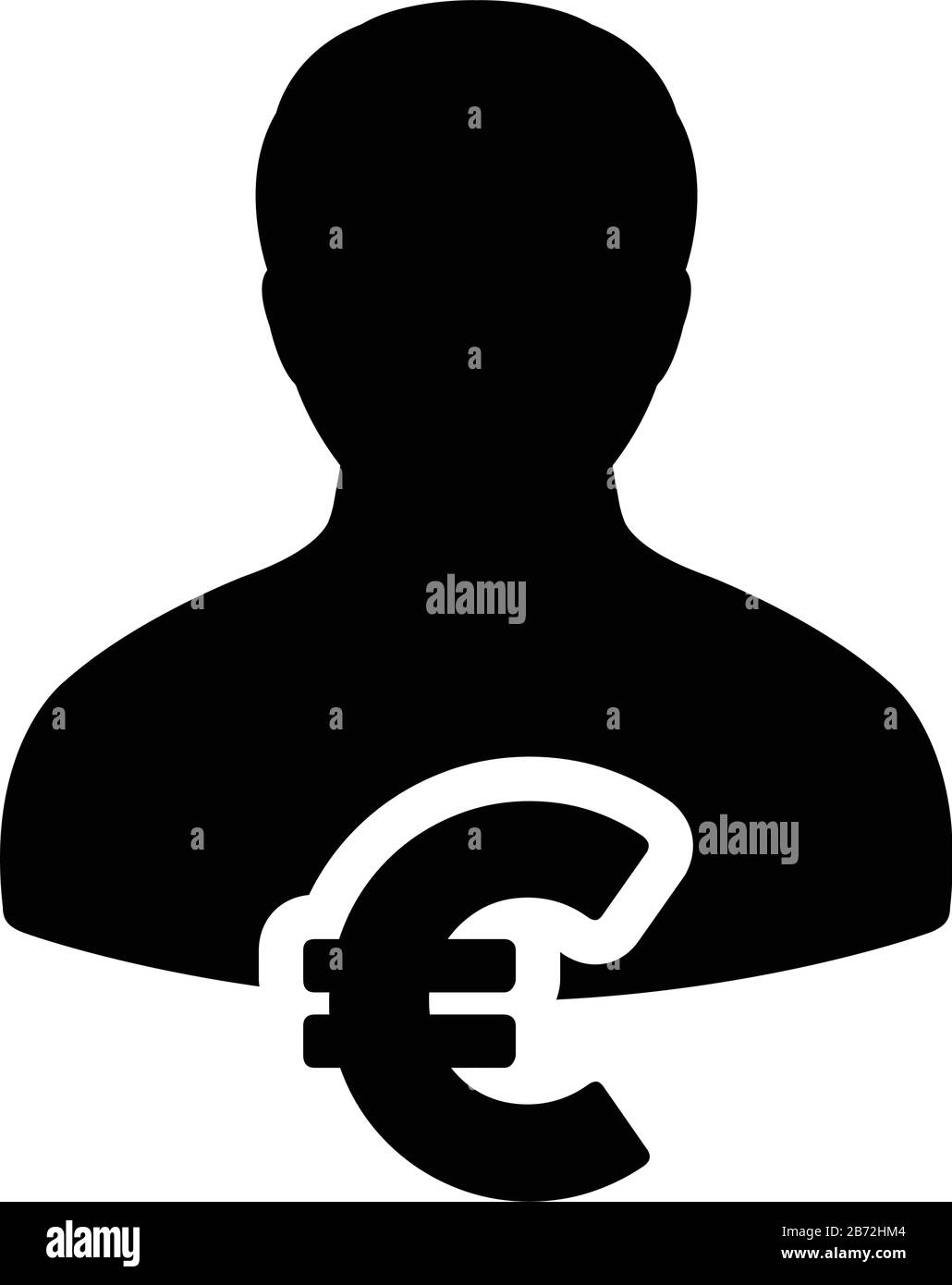 Currency icon vector male user person profile avatar with Euro money ...