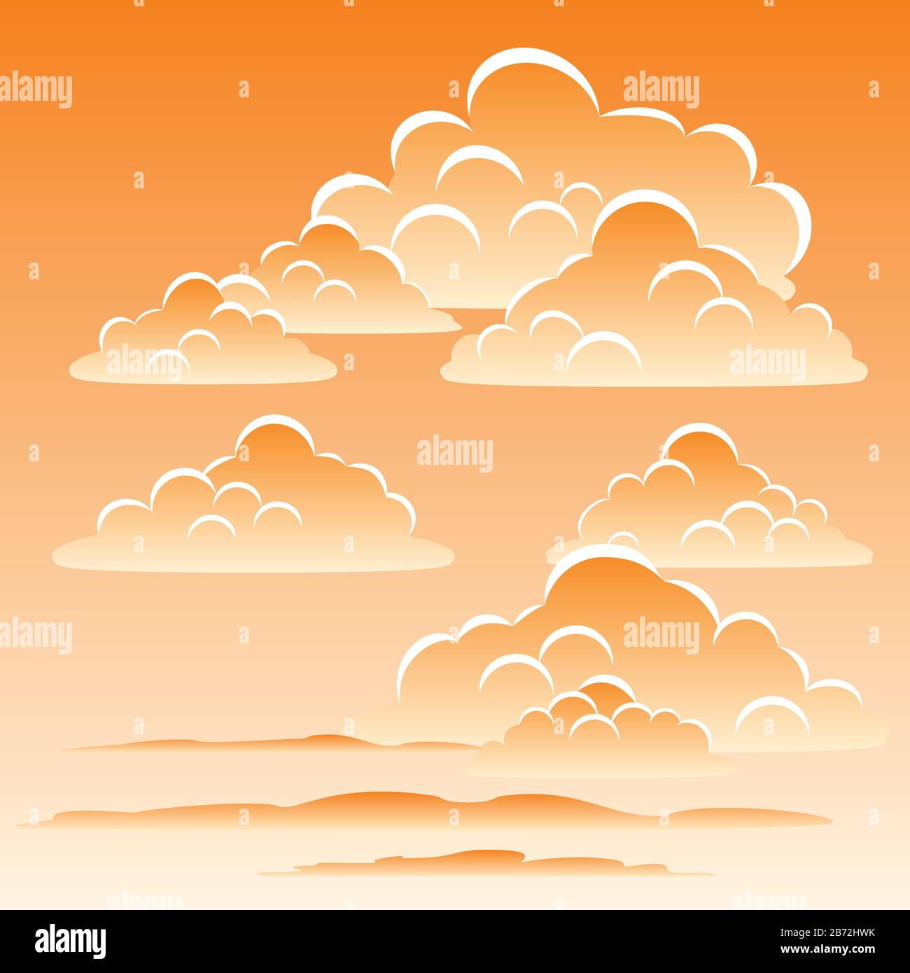 Sunset in the sky. Sunset-lit cumulus clouds in the sky. Eps file ...