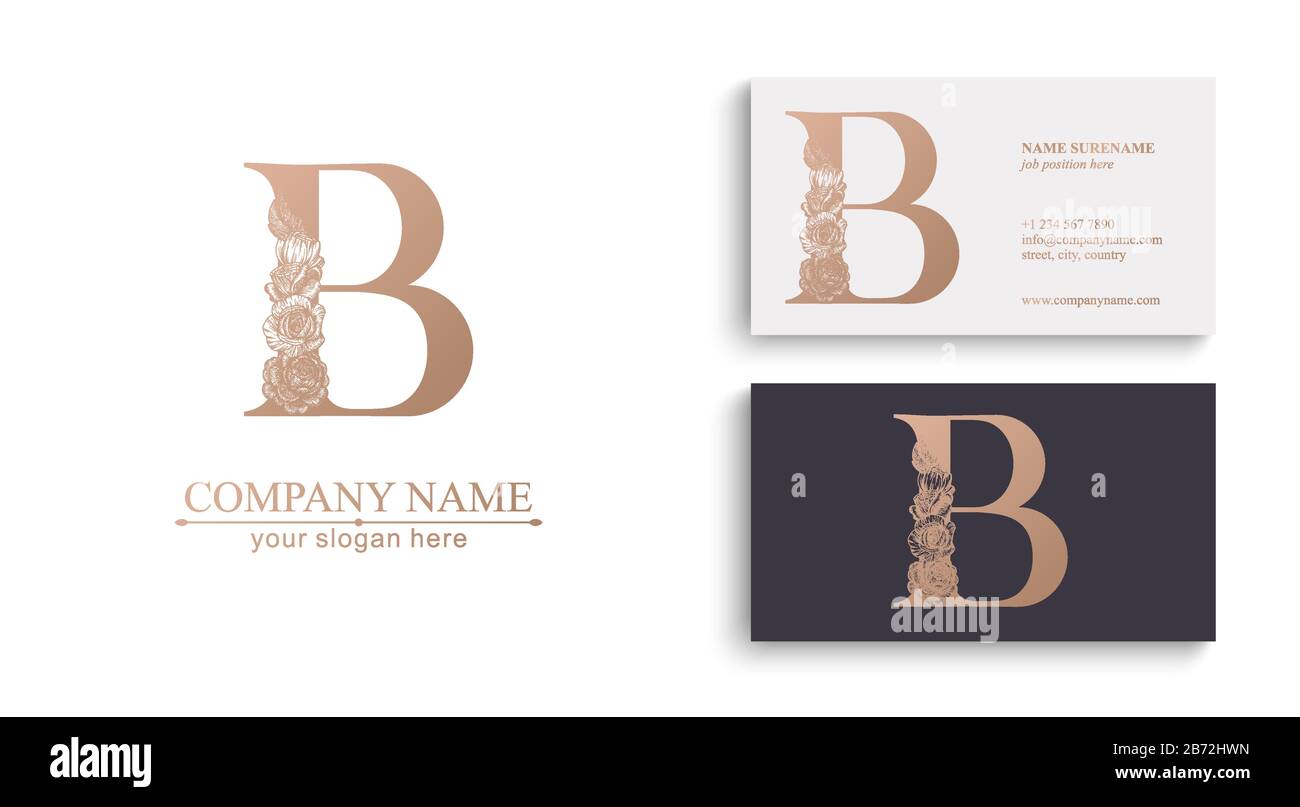 Letter B logo or monogram. For your business. Vector sign. Floral style ...