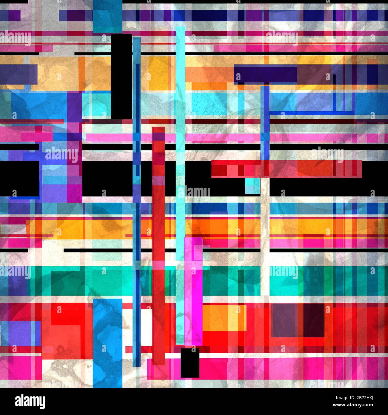 Seamless bright abstract pattern of geometric objects and elements. A ...