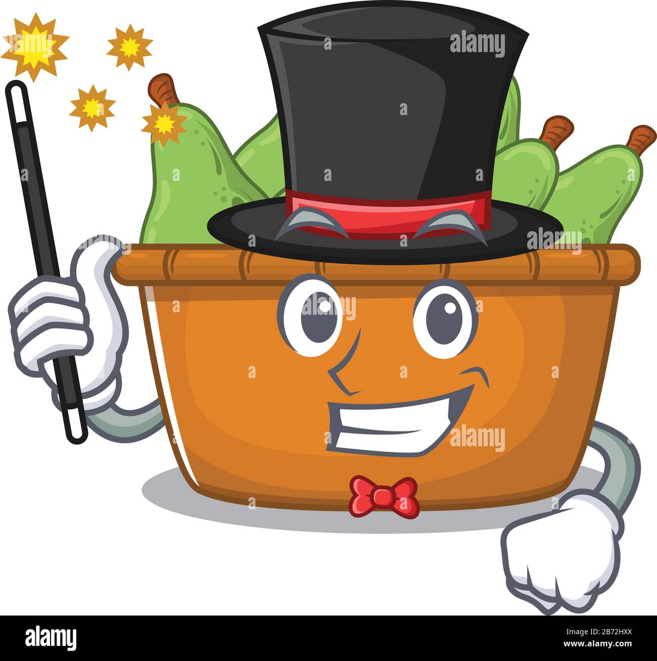 Charming Pear fruit box cartoon design performance as a Magician style ...