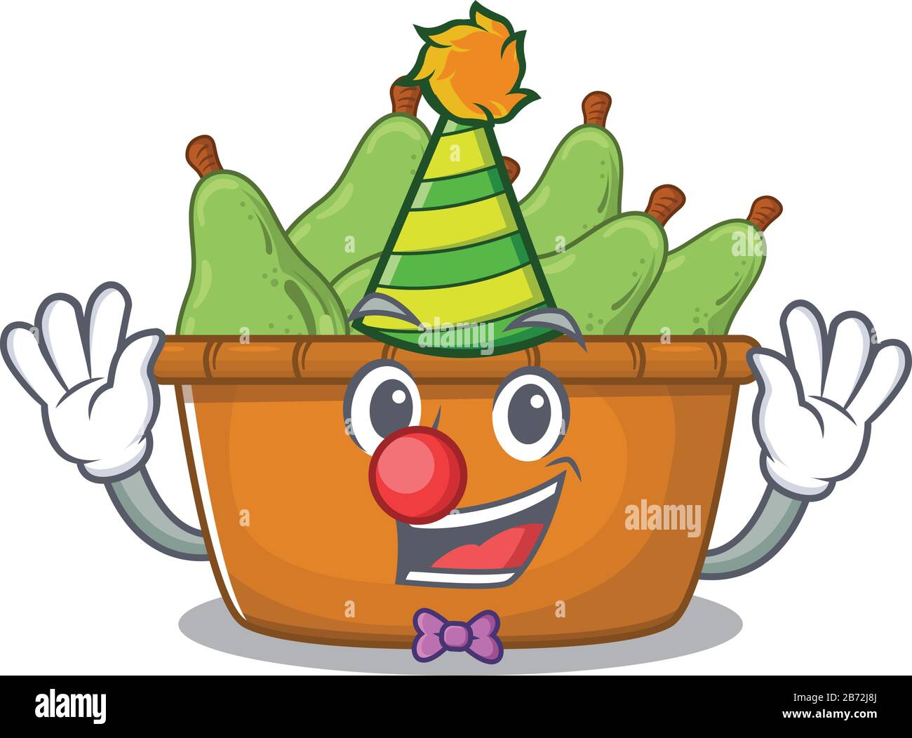 Cute and Funny Clown pear fruit box cartoon character mascot style ...