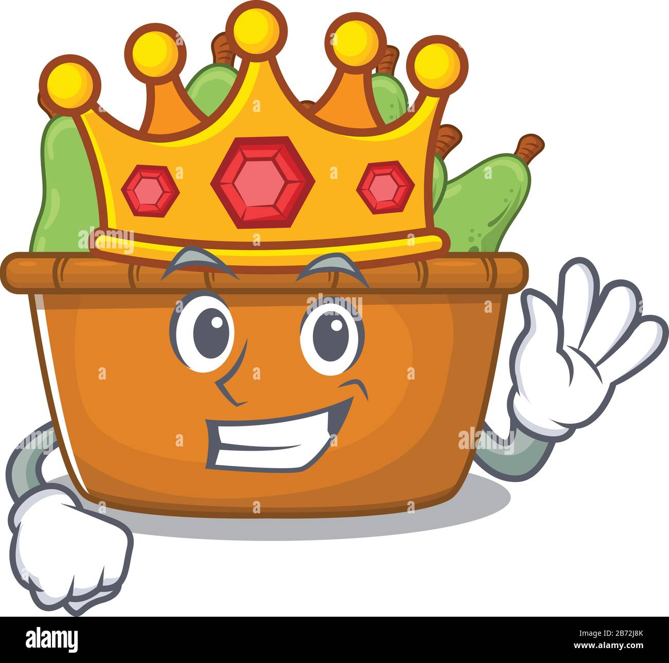 The Royal King of pear fruit box cartoon character design with crown ...