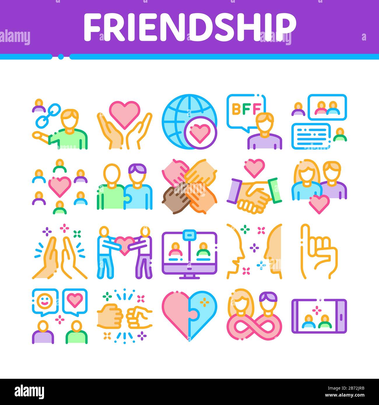 Friendship Relation Collection Icons Set Vector Stock Vector Image ...