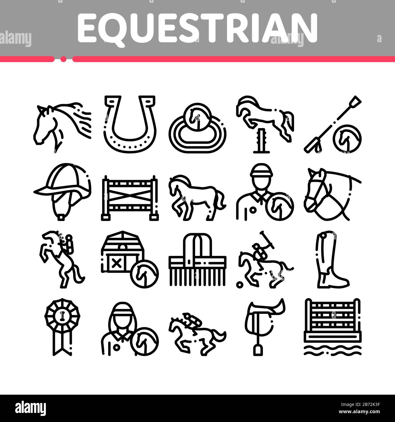 Equestrian Animal Collection Icons Set Vector Stock Vector Image & Art ...