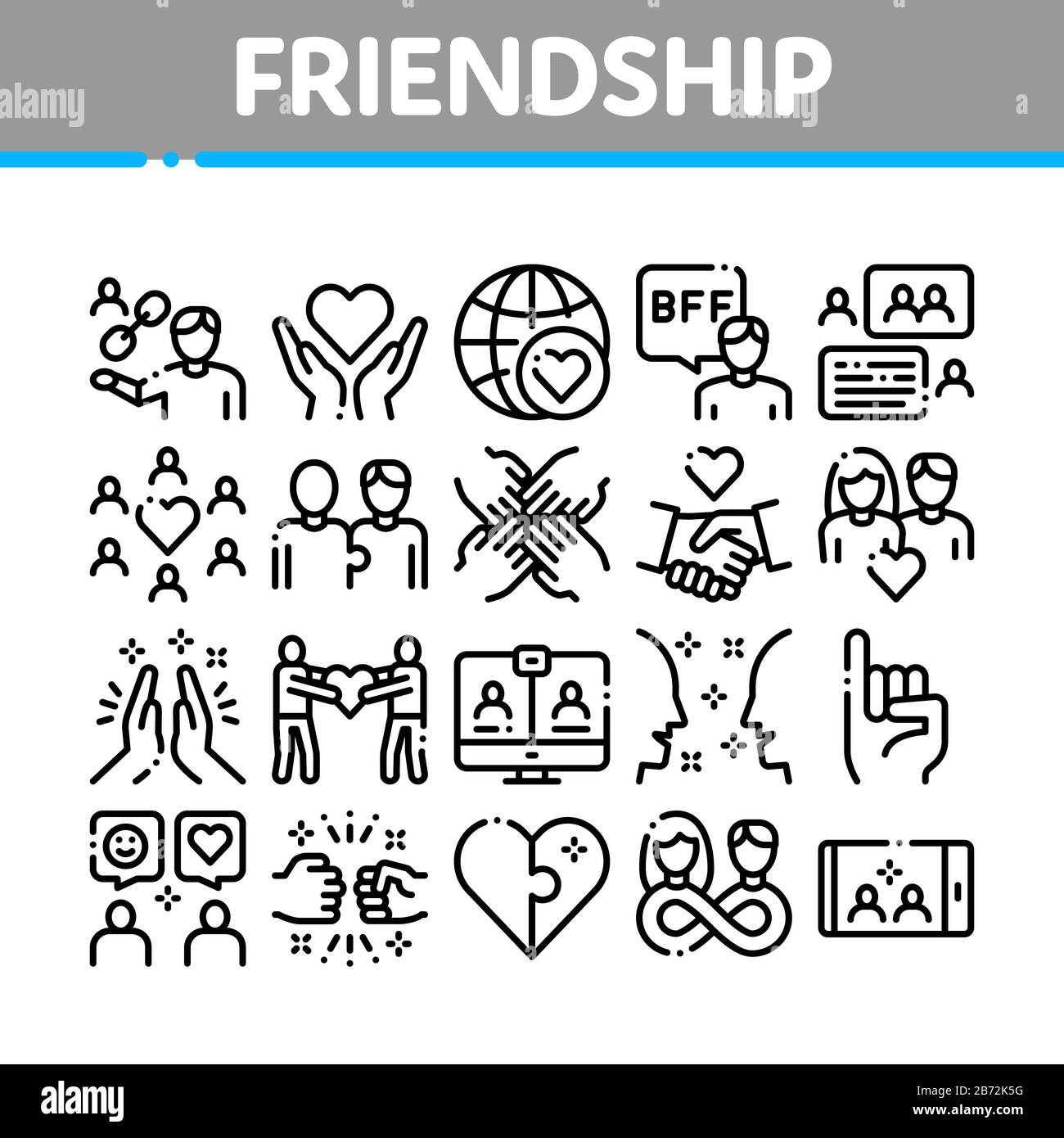 Friendship Relation Collection Icons Set Vector Stock Vector Image ...