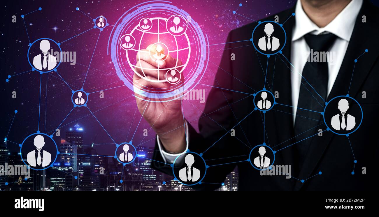 People network and global communication concept. Business people with ...
