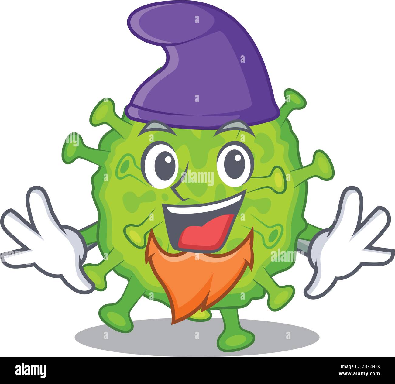 Cute and funny virus corona cell cartoon character dressed as an Elf ...