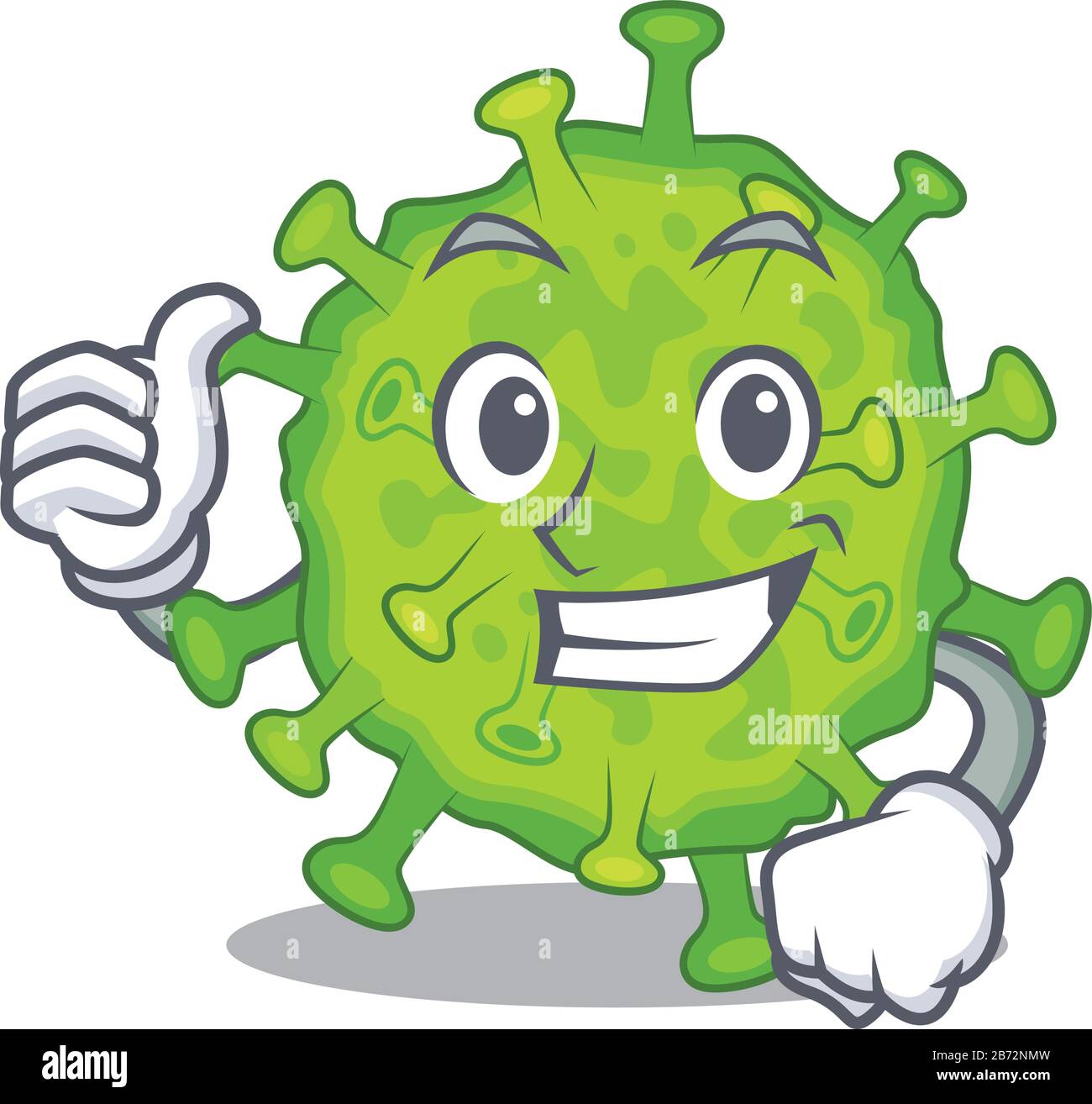 Cool virus corona cell cartoon design style making Thumbs up gesture ...