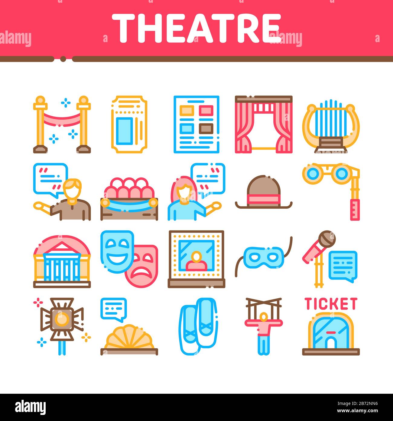 Theatre Equipment Collection Icons Set Vector Stock Vector Image & Art ...
