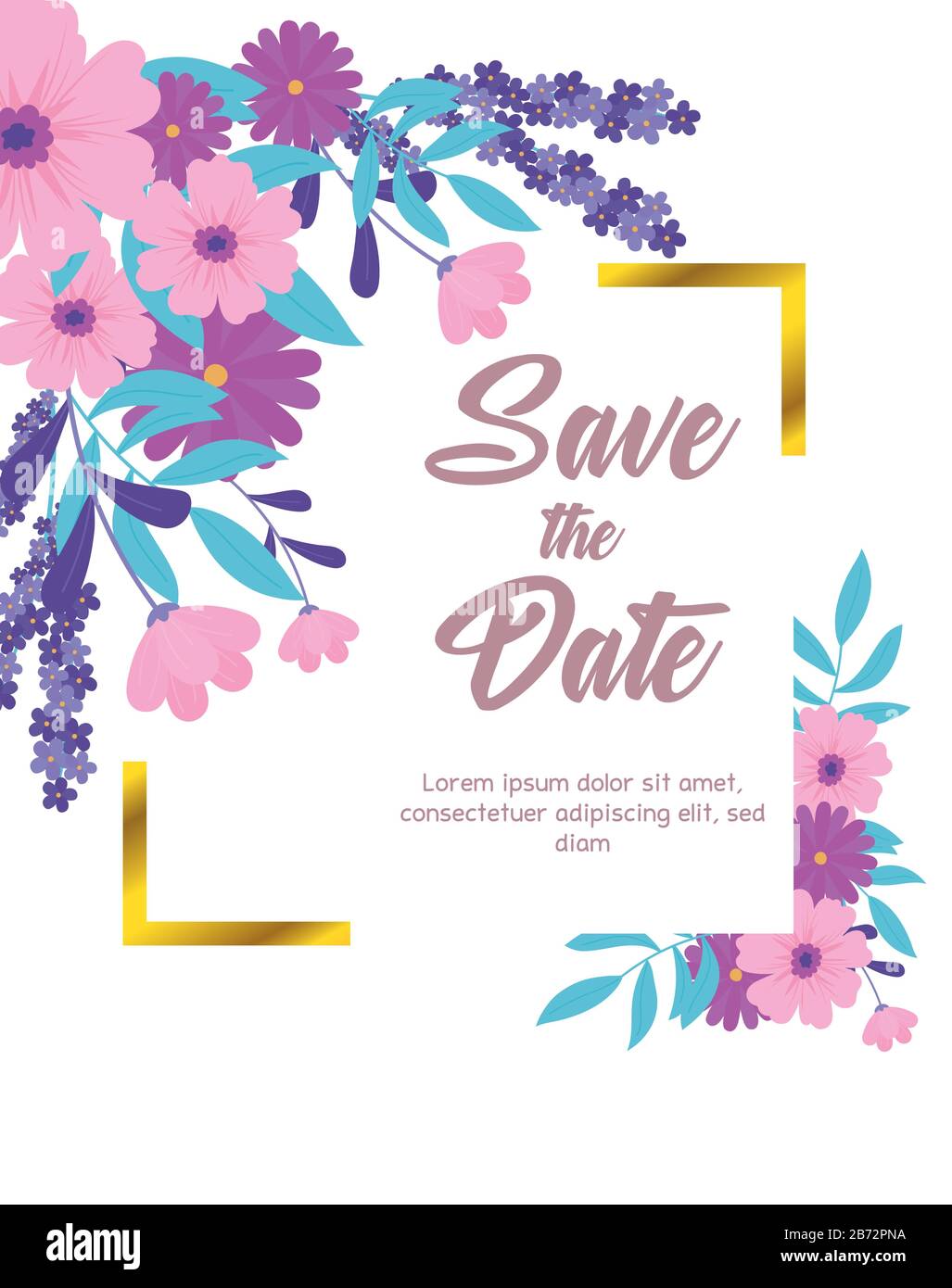 flowers wedding, save the date flowers banner layout vector ...