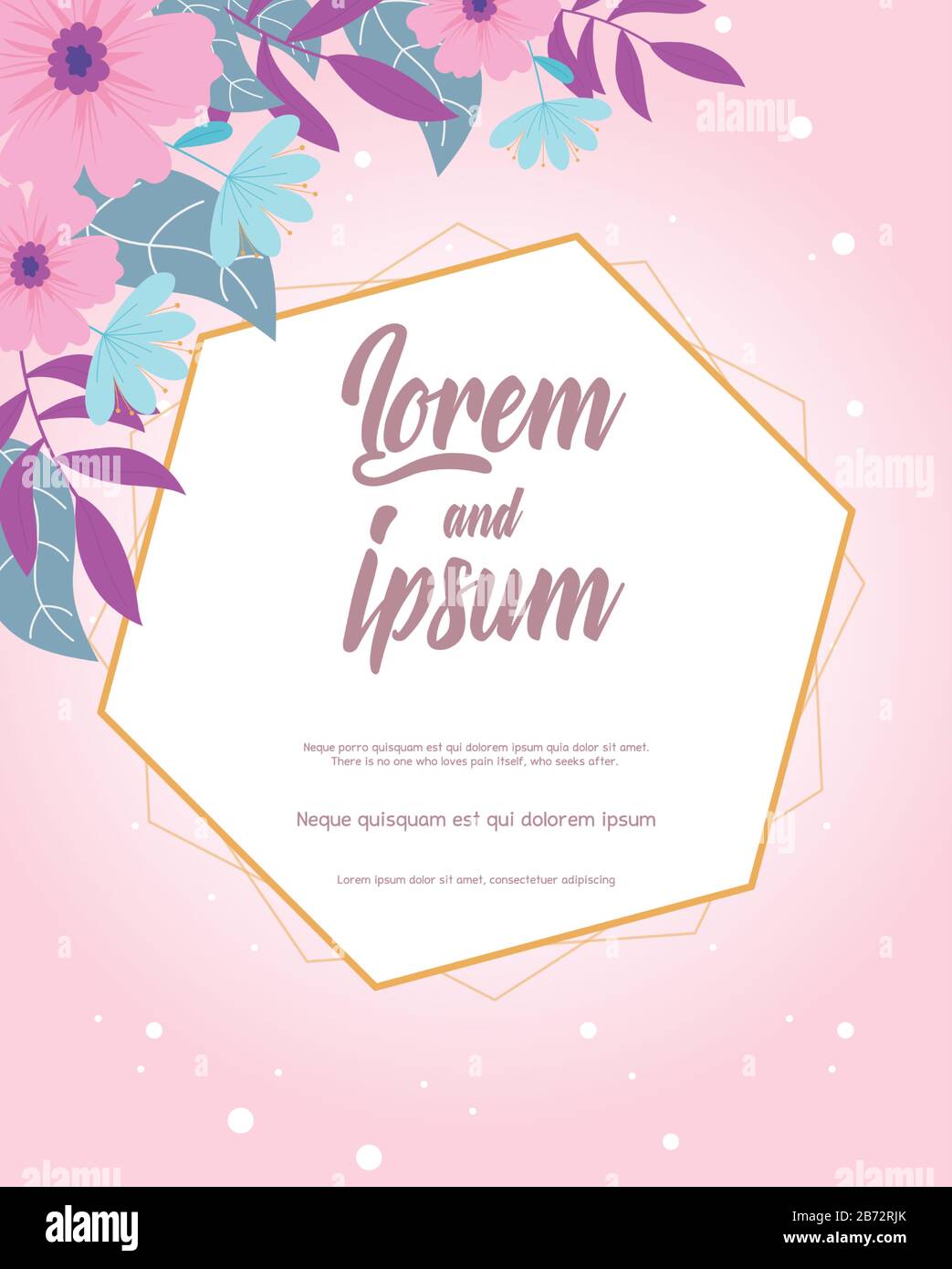 flowers wedding, geometric frame invitation card flower decoration ...