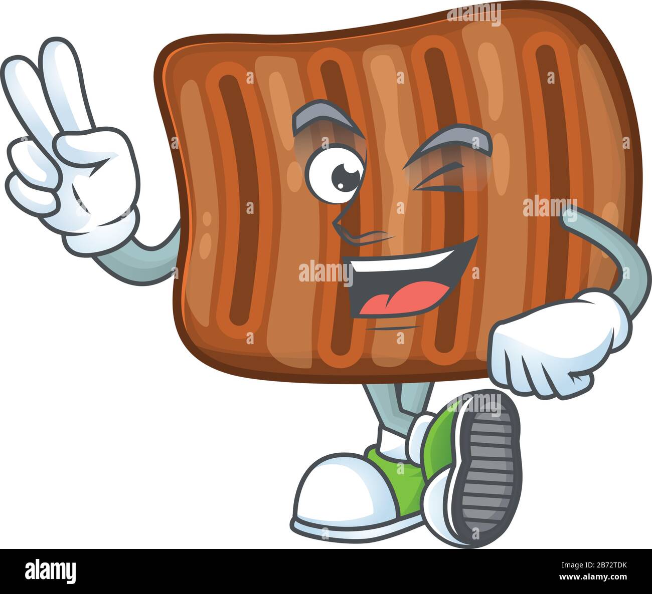 A joyful roasted beef mascot design showing his two fingers Stock ...