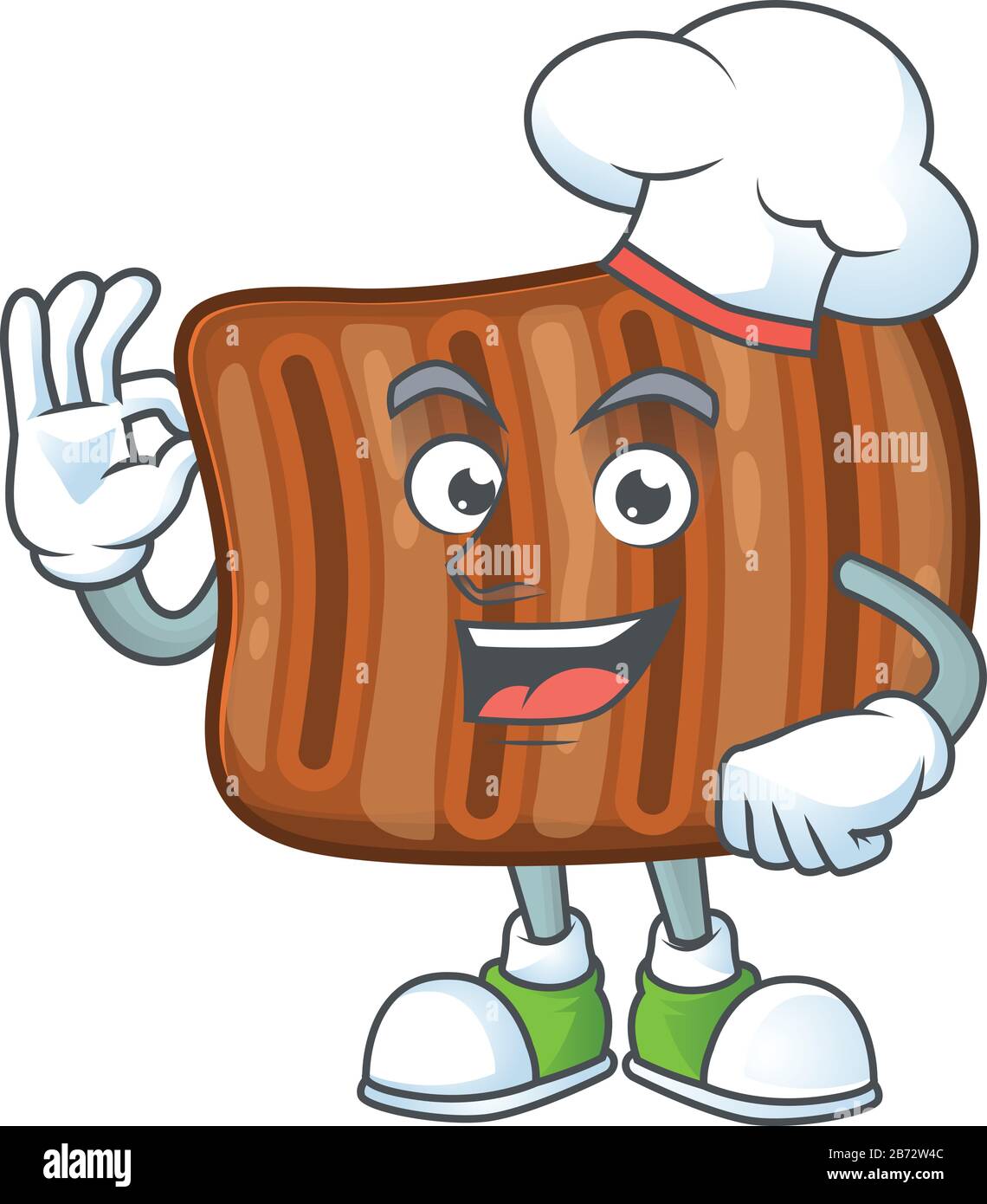 A picture of roasted beef cartoon character wearing white chef hat ...