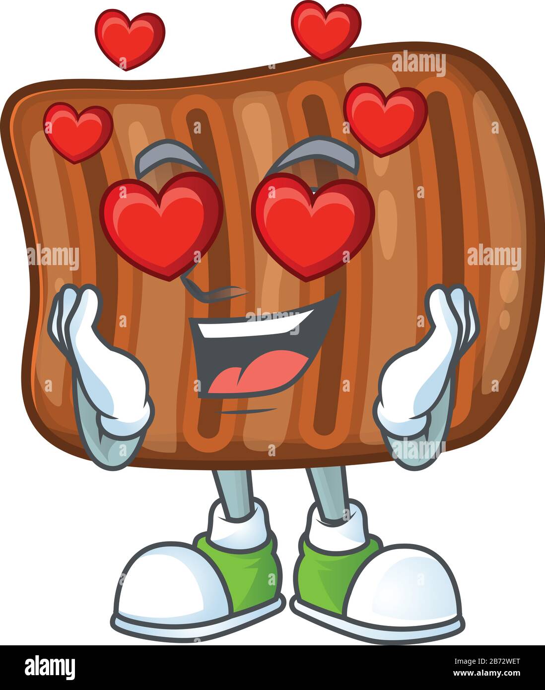 Romantic roasted beef cartoon character with a falling in love face ...