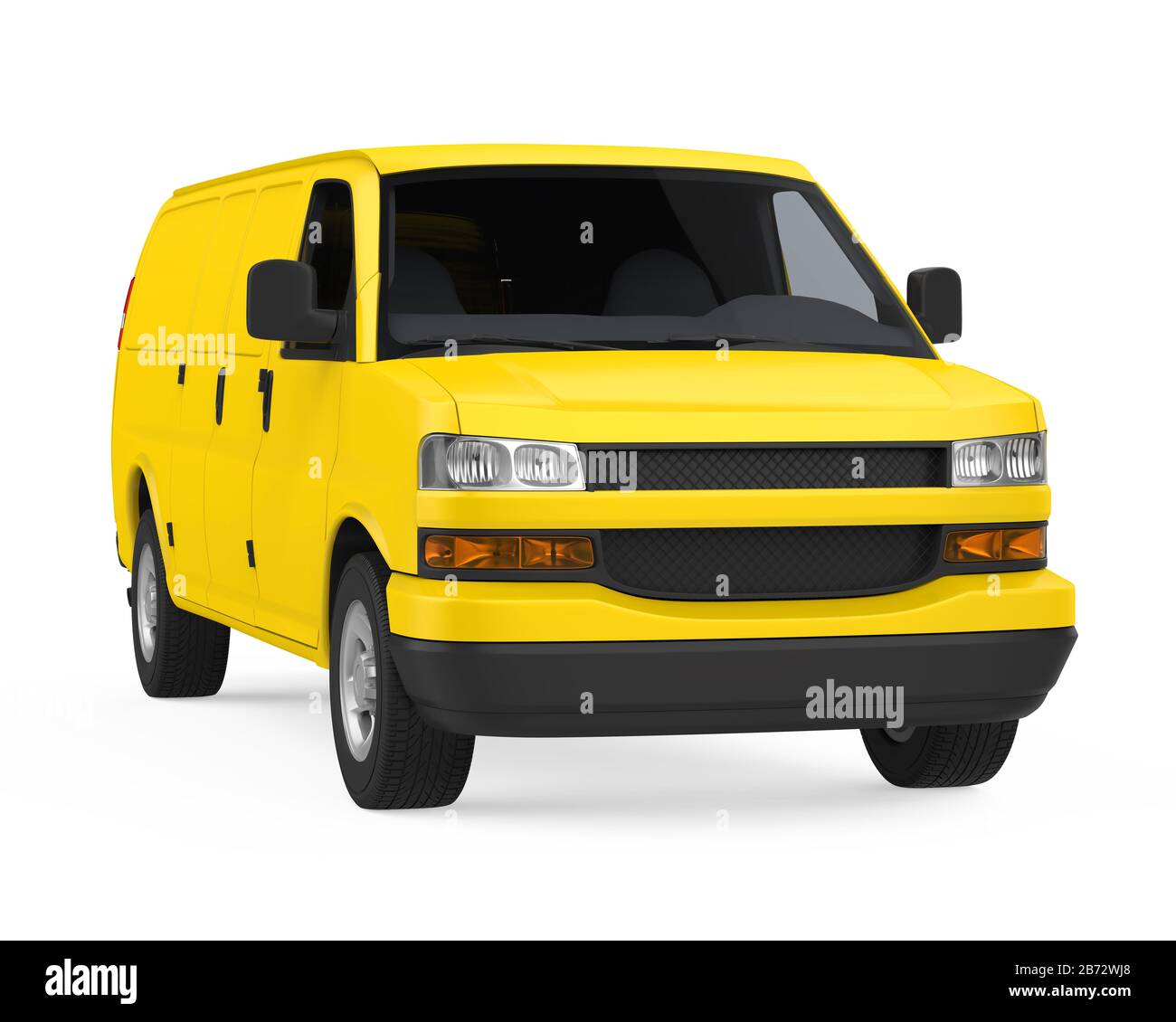 Yellow Delivery Van Isolated Stock Photo - Alamy