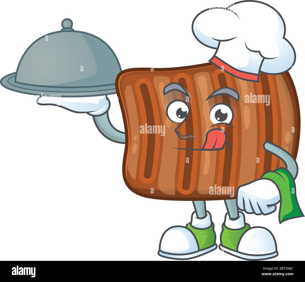 chef cartoon character of roasted beef with food on tray Stock Vector ...