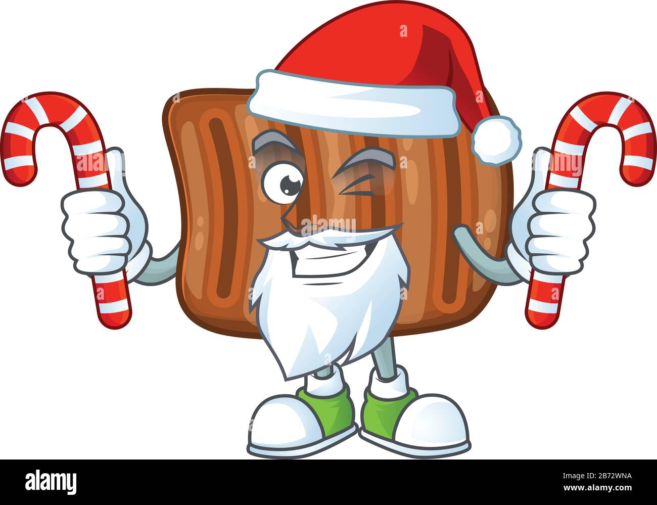 Friendly roasted beef in Santa Cartoon character with candies Stock ...