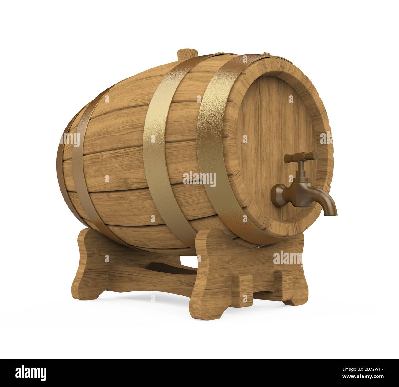 Wooden Barrel with Tap Isolated Stock Photo - Alamy