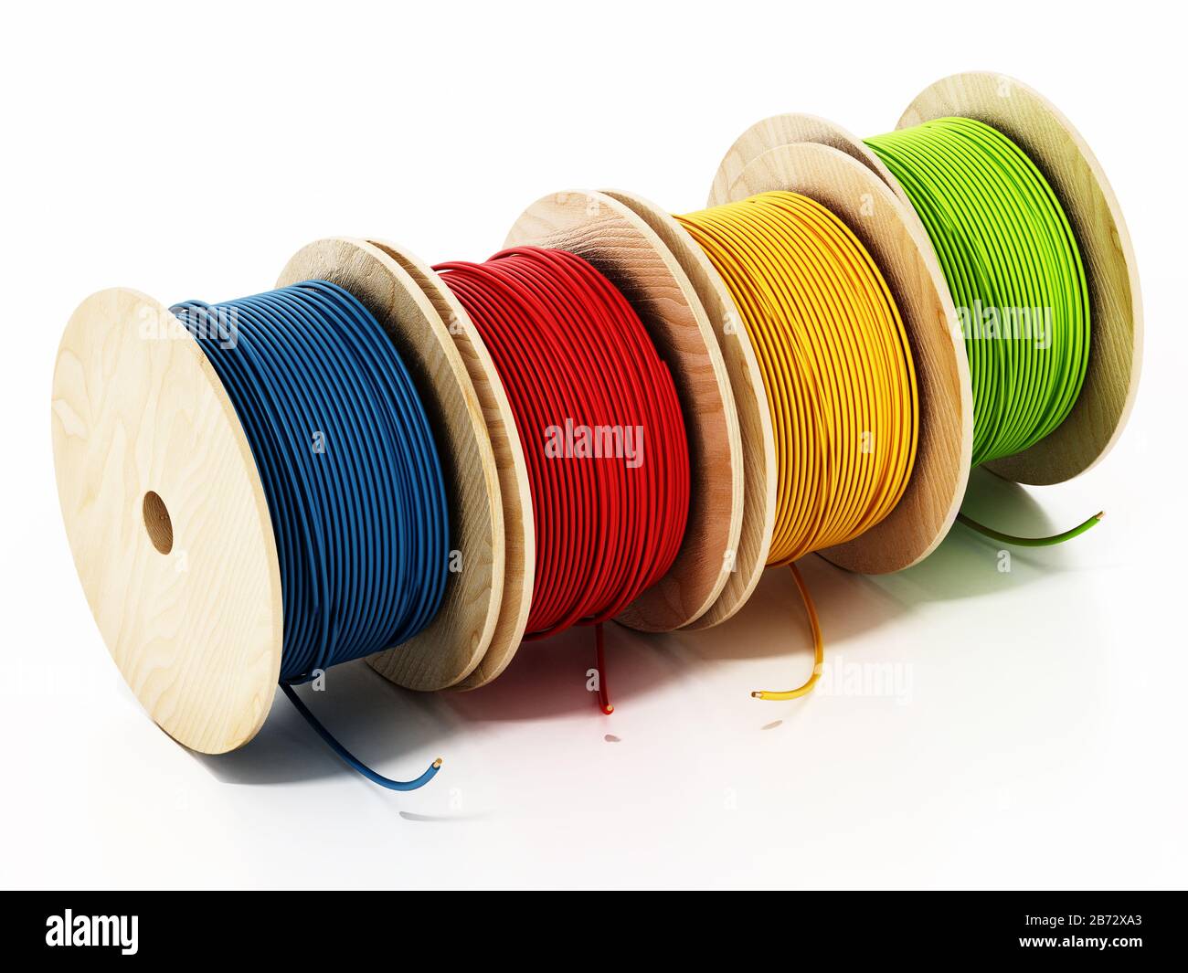 Electric cable spools isolated on white background. 3D illustration ...