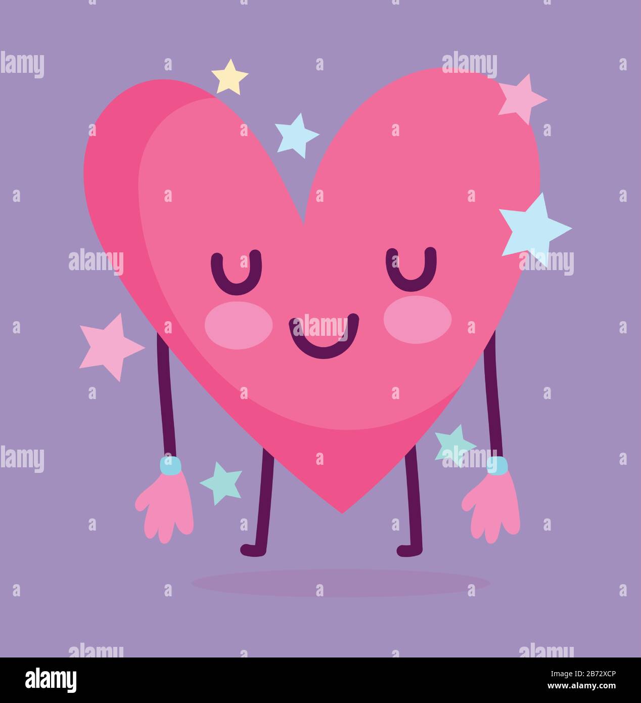 cute cartoon heart love stars romantic character vector illustration ...