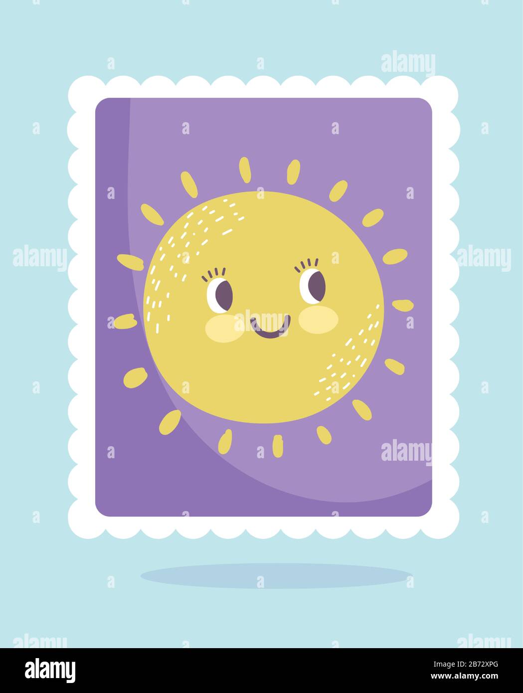 cute stamps, cartoon character sun summer icon vector illustration ...