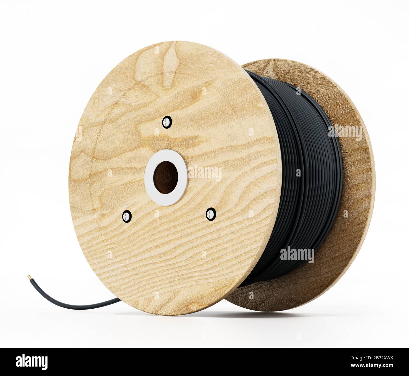 Electric cable spool isolated on white background. 3D illustration ...