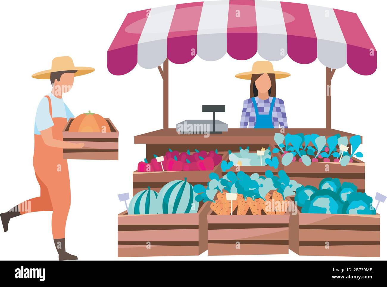 Farmers market stall flat vector illustration Stock Vector Image & Art - Alamy