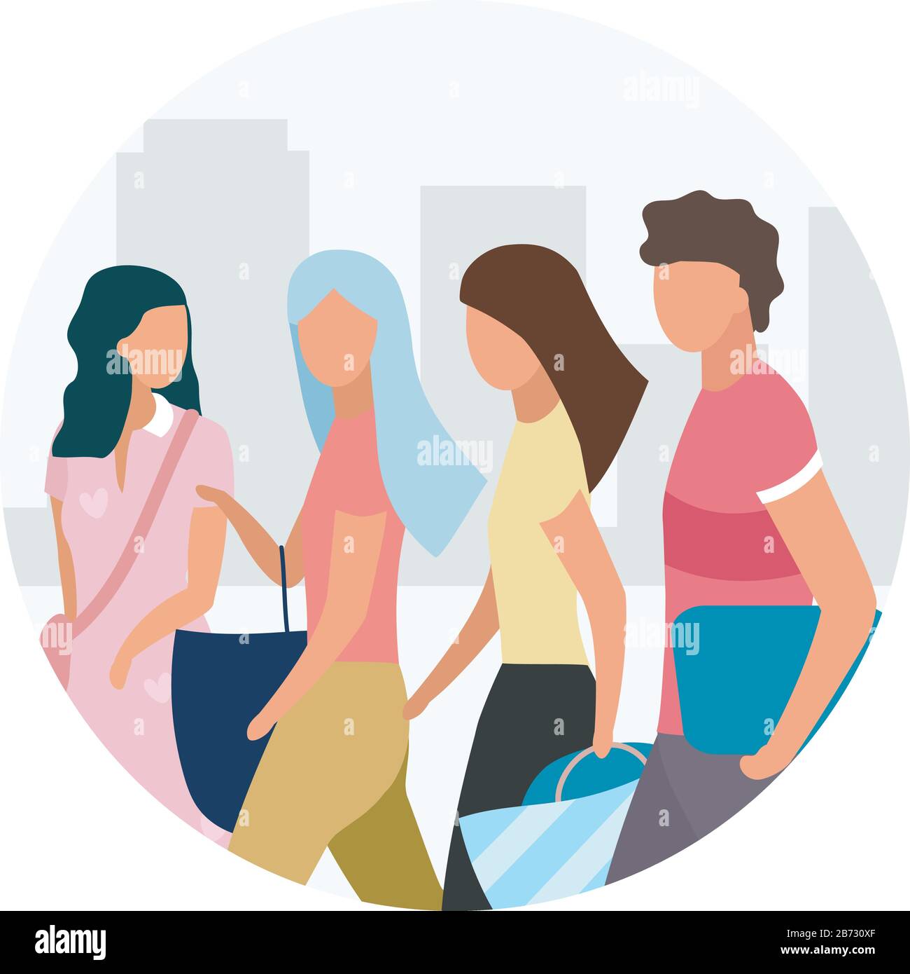Best friends walking city Stock Vector Images - Alamy