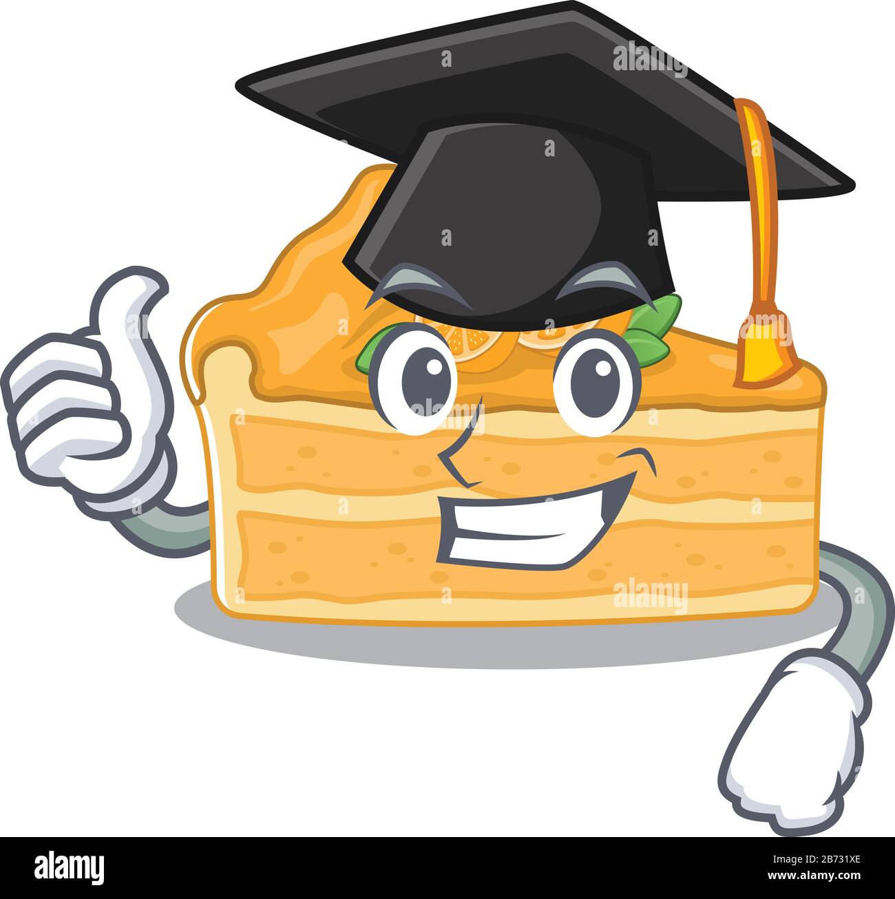 A picture of cheesecake orange with black hat for graduation ceremony ...