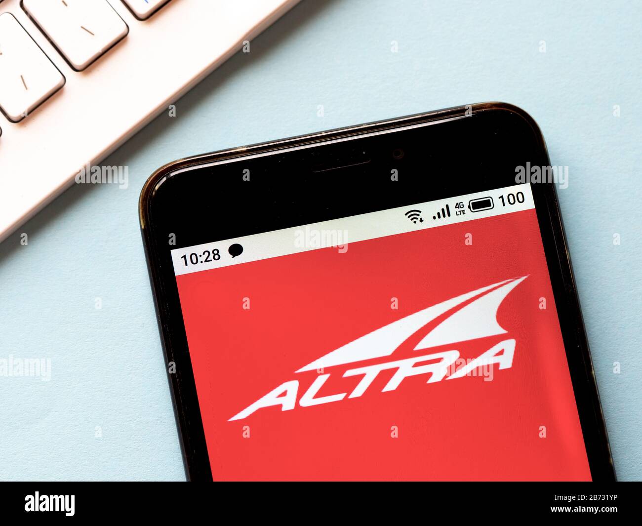 In this photo illustration the Altra Running logo is seen displayed on ...