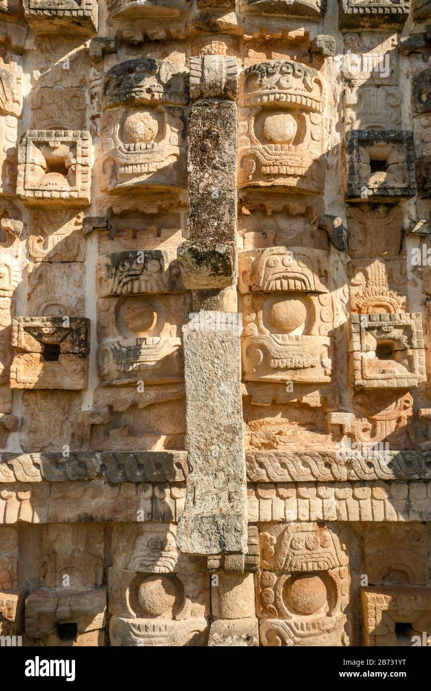 Masks of of rain god Chac at Palacio de los Mascarones (Palace of the ...