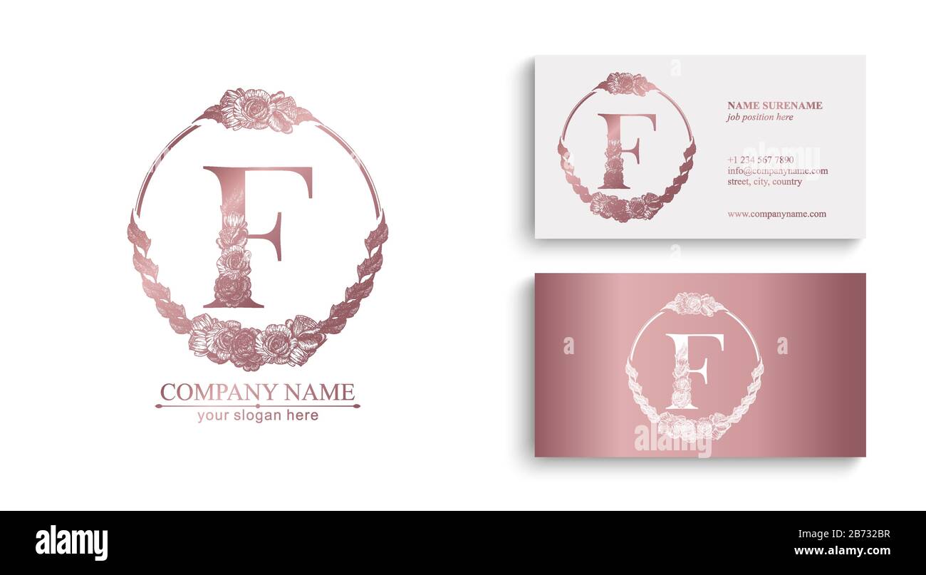 Letter F logo or monogram. For your business. Vector sign. Floral style ...