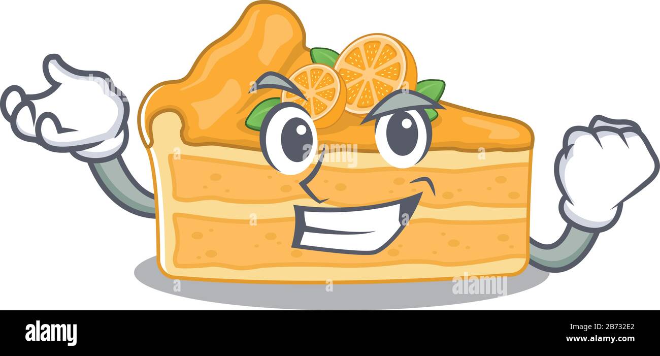 Cheesecake orange cartoon character style with happy face Stock Vector ...
