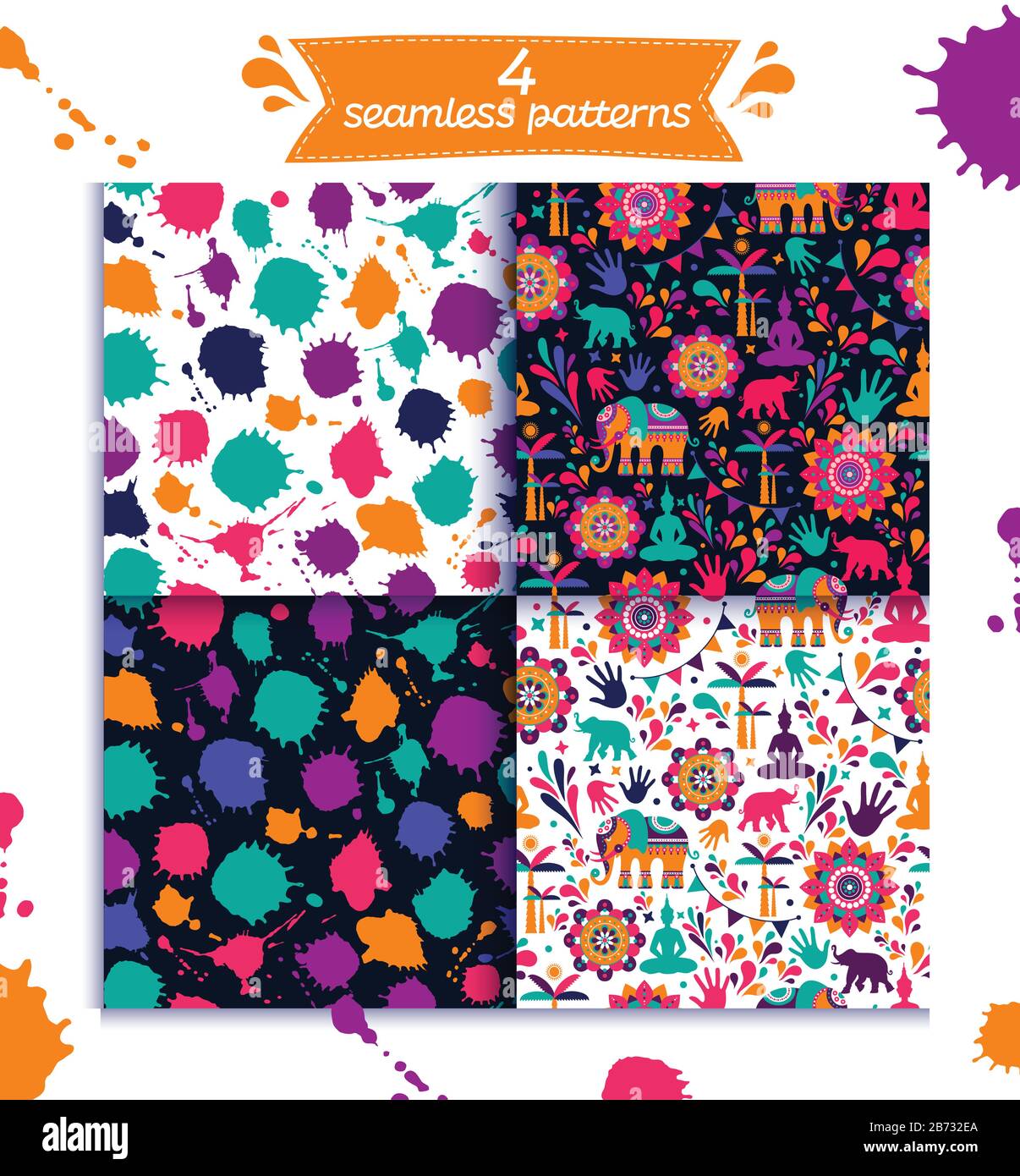Happy holi vector elements seamless pattern design , Happy holi design ...
